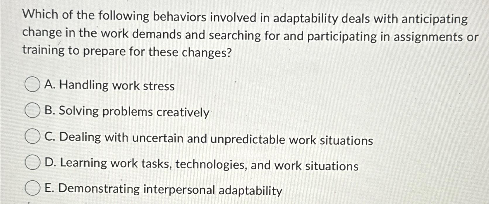 Solved Which of the following behaviors involved in | Chegg.com