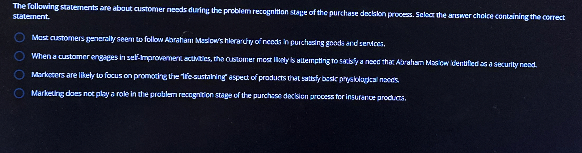 Solved The following statements are about customer needs | Chegg.com