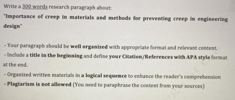 Solved Write a 300 words research paragraph about: | Chegg.com