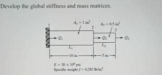 Solved Develop the global stiffness and mass matrices. | Chegg.com