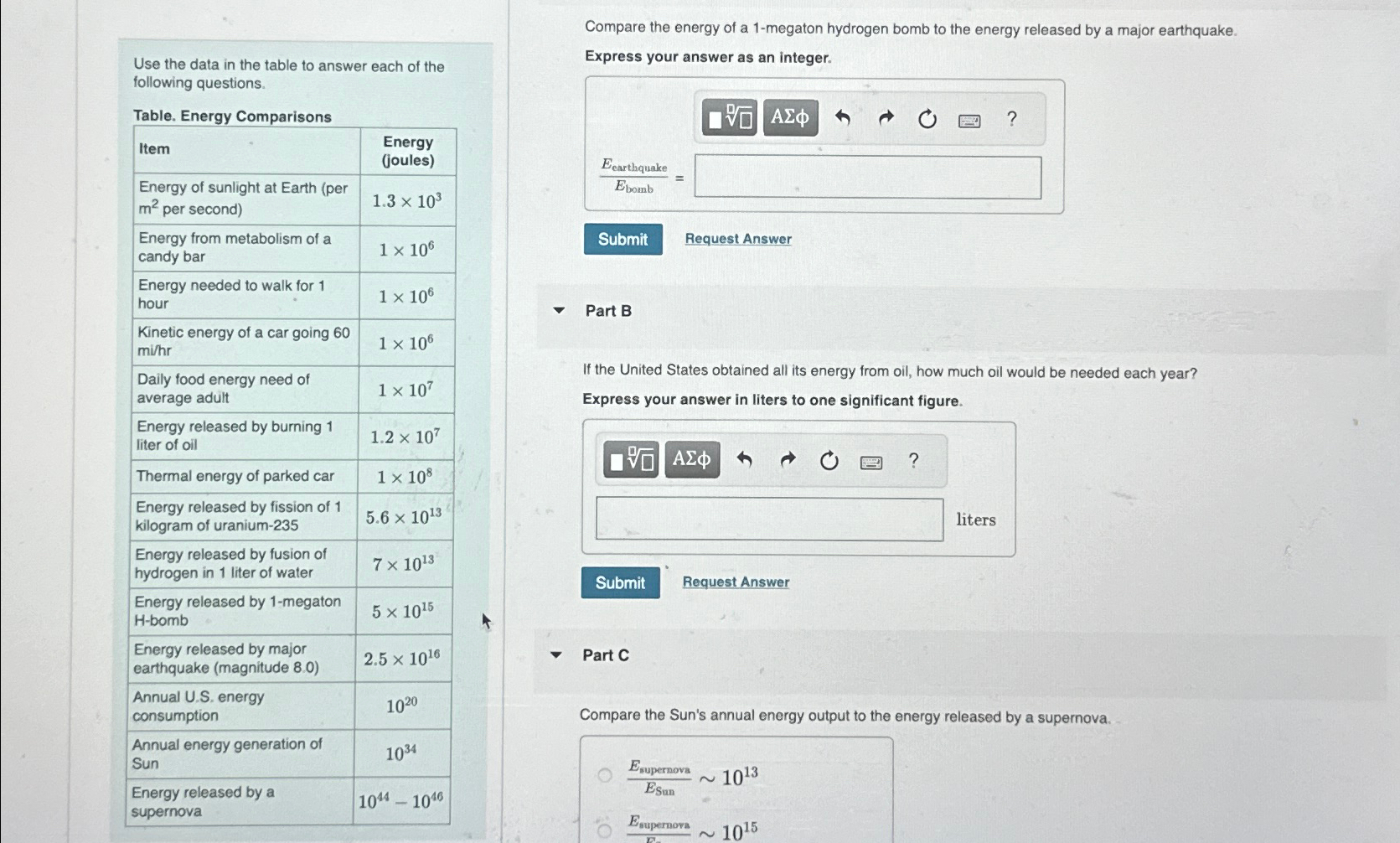 Solved Use the data in the table to answer each of the | Chegg.com