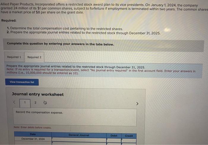 Solved Hled Paper Products, Incorporated offers a restricted | Chegg.com