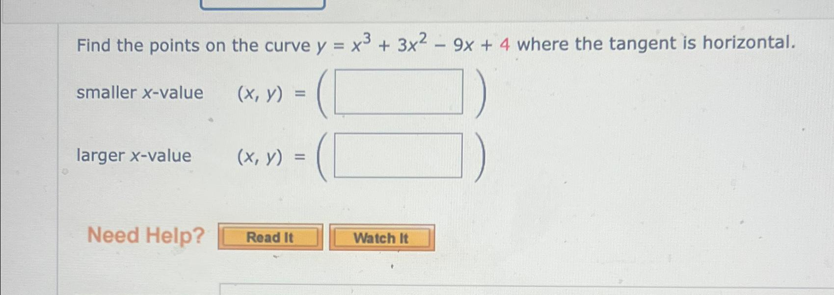 Solved Find the points on the curve y=x3+3x2-9x+4 ﻿where the | Chegg.com