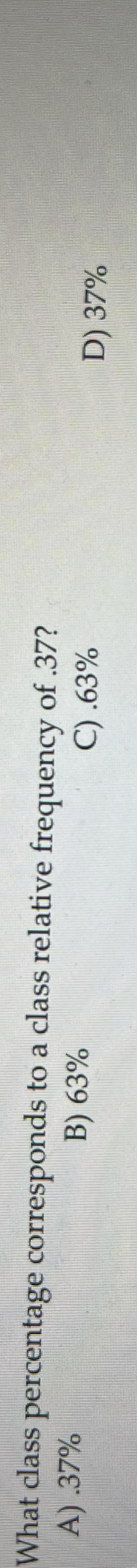 Solved What class percentage corresponds to a class relative | Chegg.com