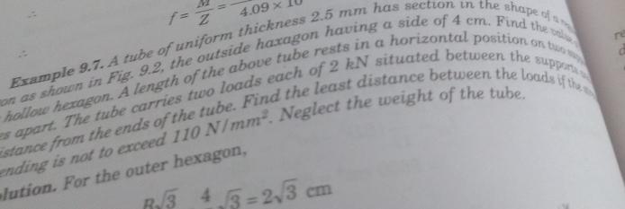 Solved f=MZ=4.09×10Example 9.7. ﻿A tube of uniform thickness | Chegg.com