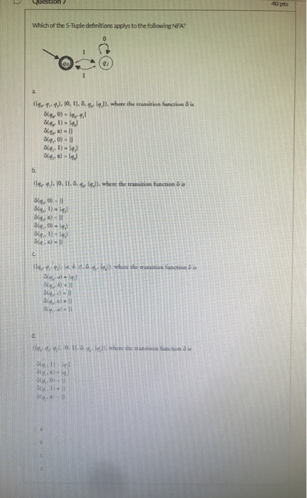 Solved Question 1 Identify the 5-Tuple for the following DFA | Chegg.com
