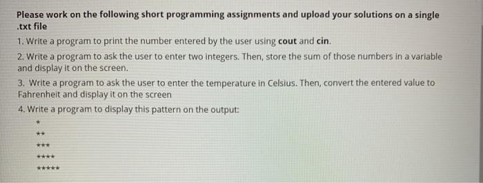 Solved Please work on the following short programming | Chegg.com