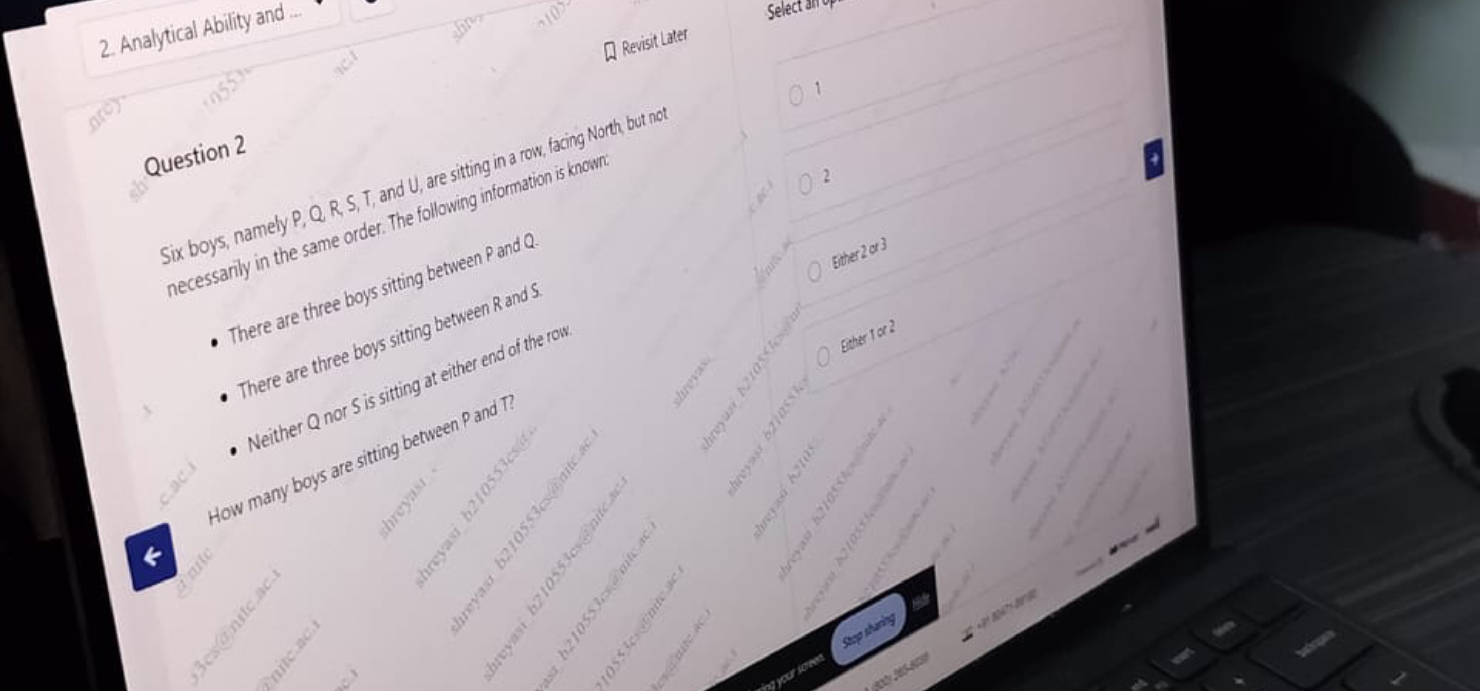 Solved Analytical Ability andSix boys, namely P,Q,R,S,T, | Chegg.com