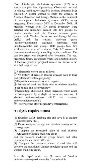 ICP diagnostic criteria are as follows: (1) No | Chegg.com