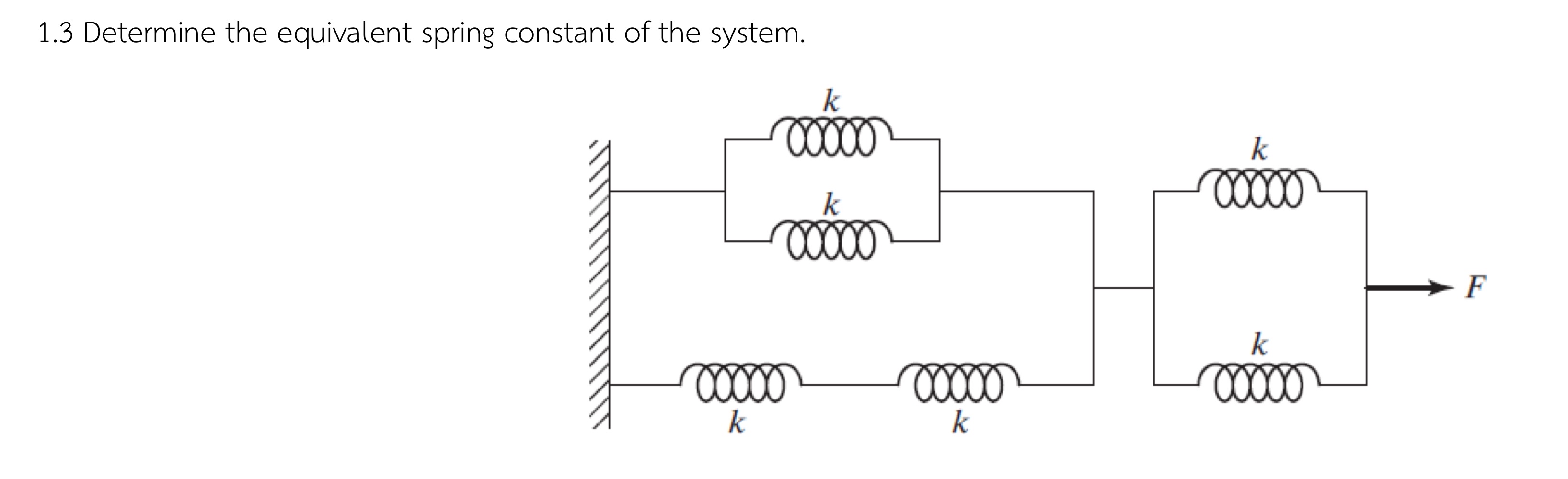 Solved 1.3 ﻿Determine the equivalent spring constant of the | Chegg.com