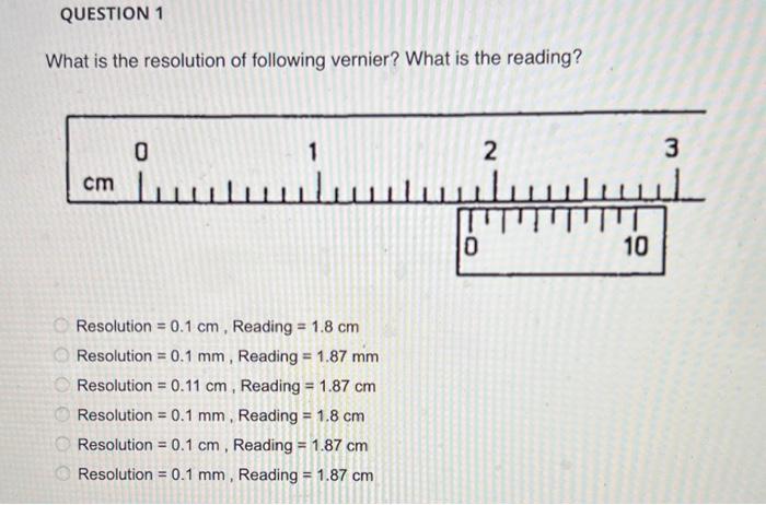 Solved What is the resolution of following vernier? What is | Chegg.com
