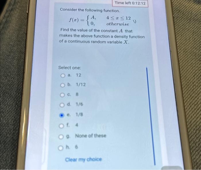 Solved Consider the following function. f(x)={A,0,4≤x≤12 | Chegg.com
