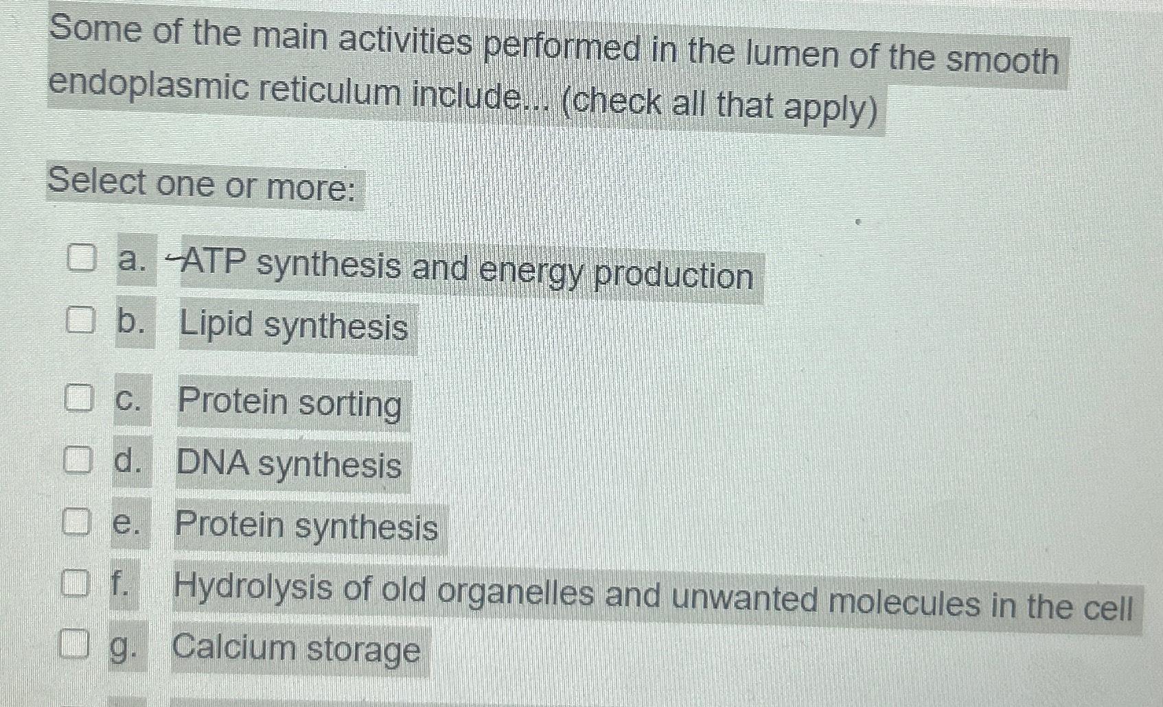 Solved Some of the main activities performed in the lumen of | Chegg.com