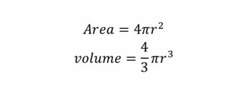 Solved Area volume =4πr2=34πr3 | Chegg.com