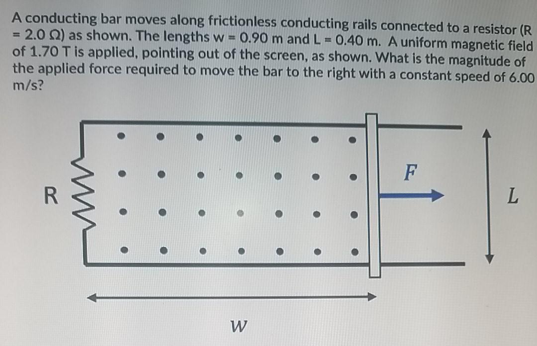 Solved A conducting bar moves along frictionless conducting | Chegg.com