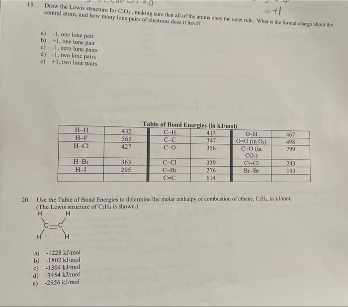 Solved 19 Draw The Lewis Structure For Clo2 Making Sure