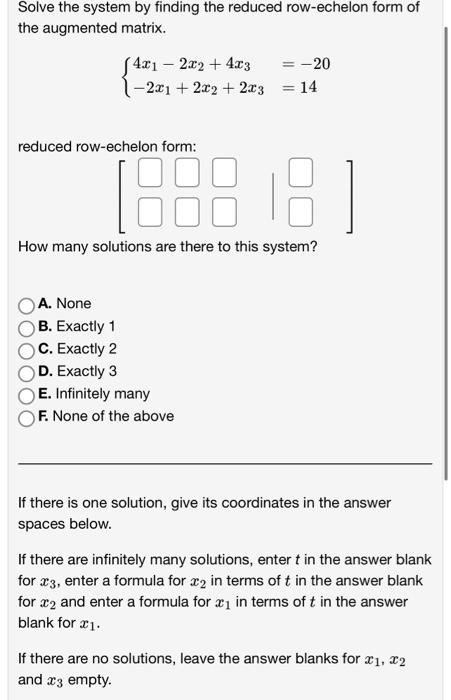 Solved Solve the system by finding the reduced row-echelon | Chegg.com