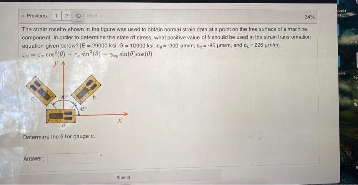 Solved The strain rosette shown in the figure was used to | Chegg.com