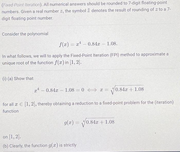 Solved (Fixed-Point Iteration). All numerical answers should | Chegg.com