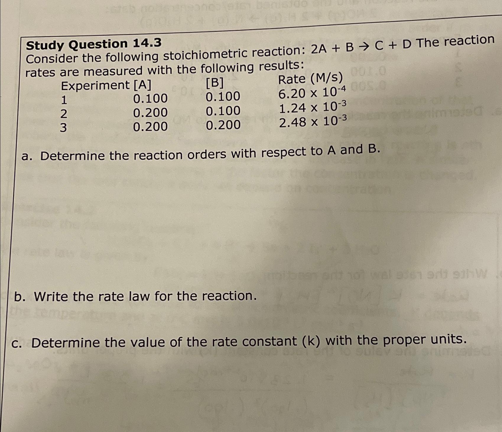 Solved Study Question 14.3Consider the following | Chegg.com