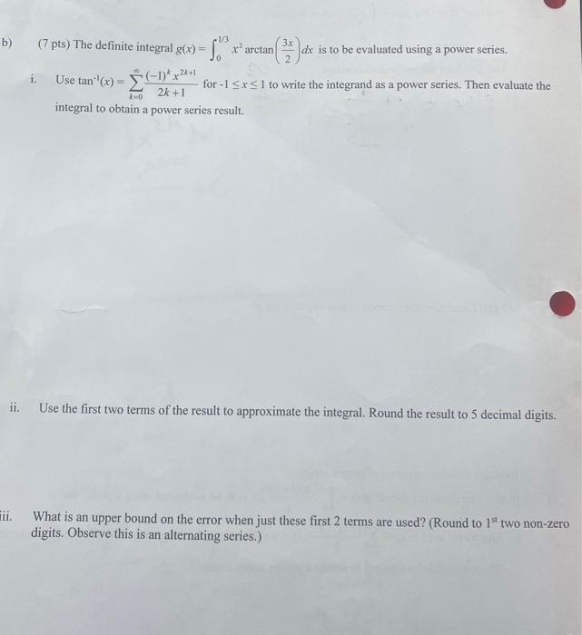 Solved (7 pts) The definite integral | Chegg.com