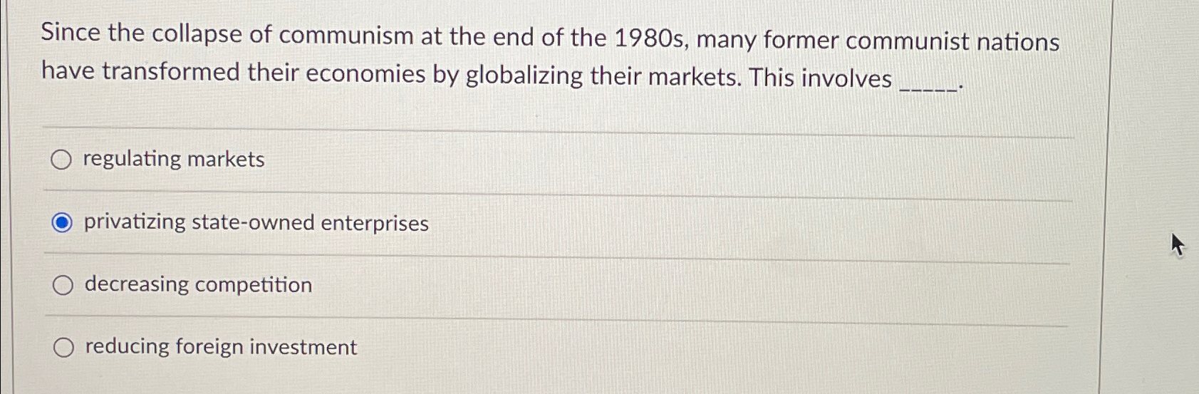 Solved Since the collapse of communism at the end of the | Chegg.com