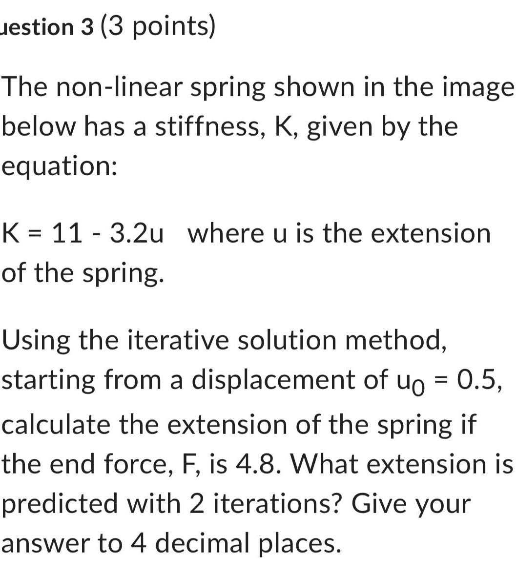 Solved destion 3 (3 points) The non-linear spring shown in | Chegg.com