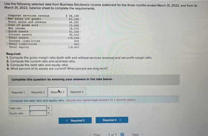 Solved Use the following selected data from Business | Chegg.com