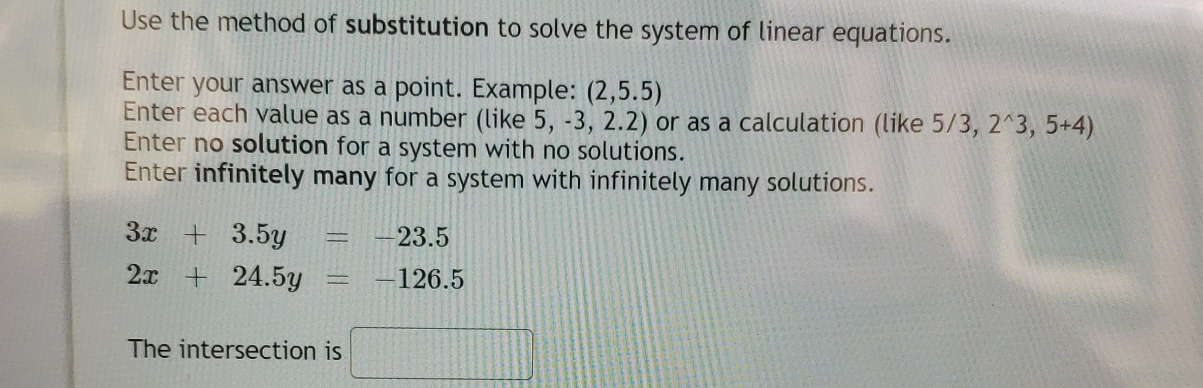 Solved Use the method of substitution to solve the system of | Chegg.com