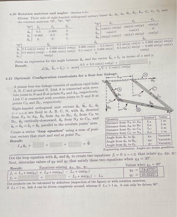 Solved 4.20 Rotation matrices and angles. (Section 5.3). | Chegg.com