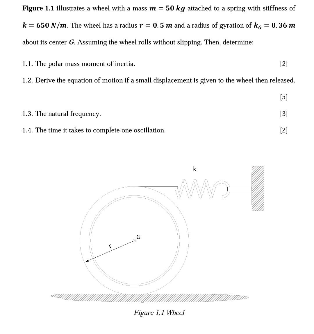 Solved Figure 1.1 illustrates a wheel with a mass \\( | Chegg.com