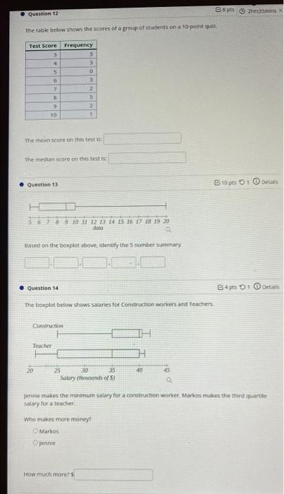 [Solved]: Question 12 The table below shows the scores of a