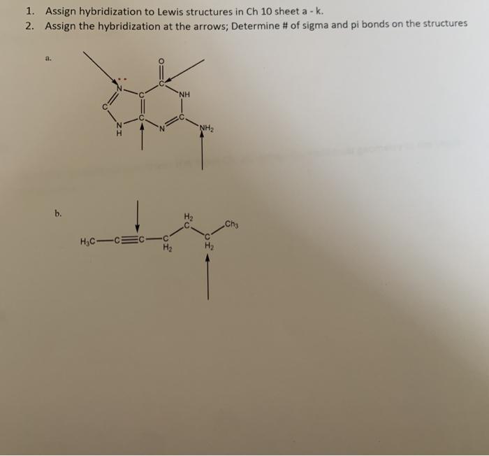 Solved 1. Assign hybridization to Lewis structures in Ch 10 | Chegg.com