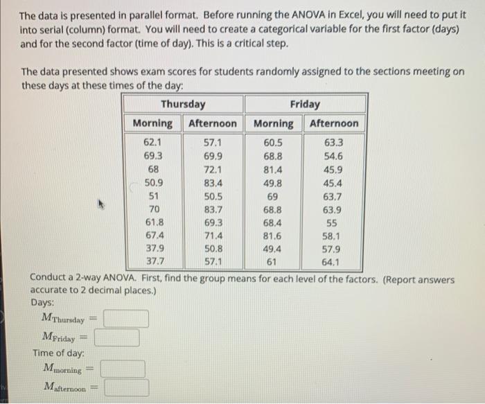 Solved The data is presented in parallel format. Before | Chegg.com