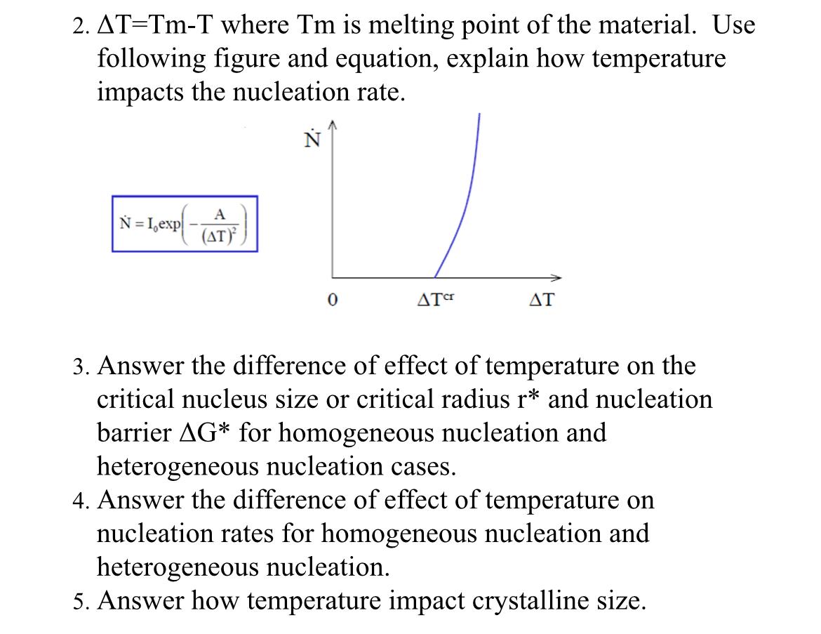 Solved ΔT=Tm-T ﻿where Tm ﻿is melting point of the material. | Chegg.com