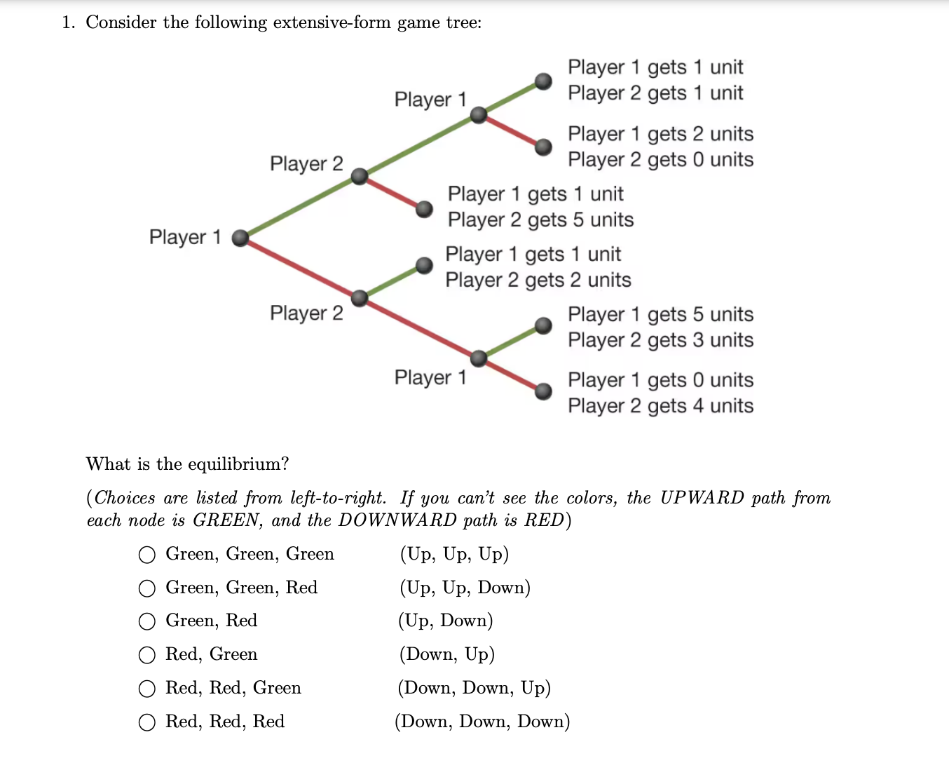 Solved 1. ﻿Consider the following extensive-form game tree:- | Chegg.com