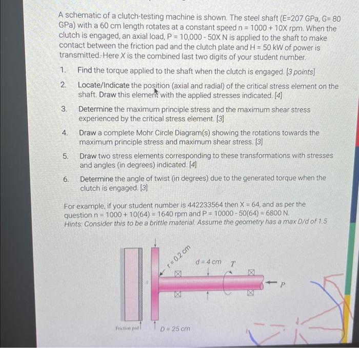 Solved A schematic of a clutch-testing machine is shown. The | Chegg.com