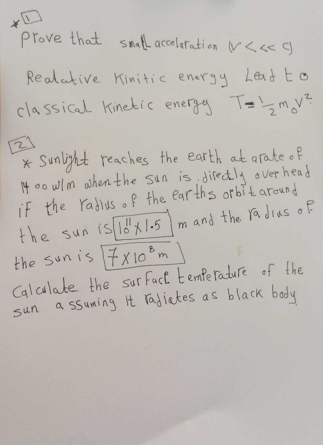 Solved ∗ prove that small accelaration (r