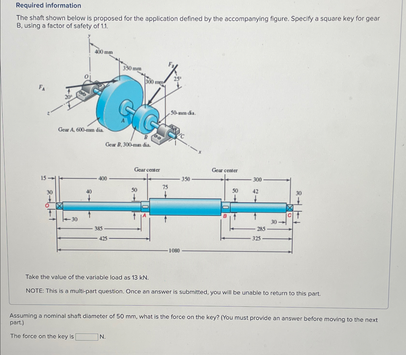 Solved Required informationThe shaft shown below is proposed | Chegg.com