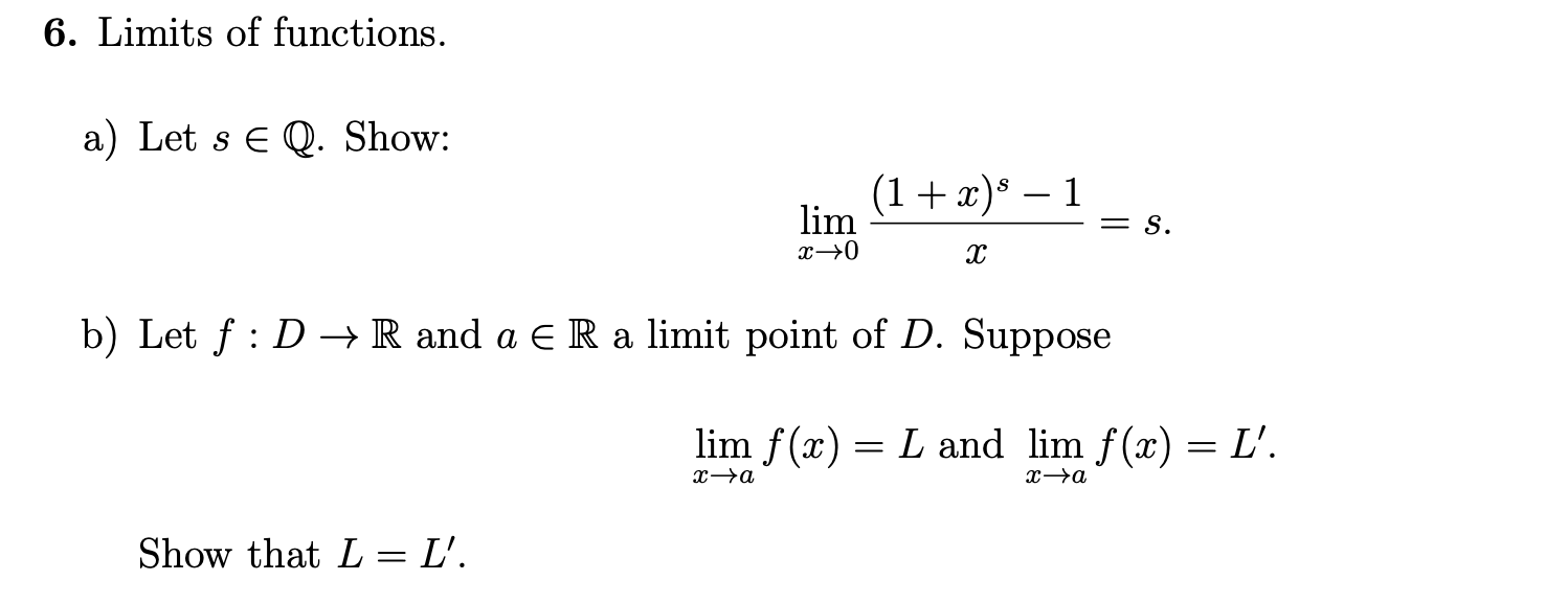 Solved Limits of functions.a) ﻿Let sinQ. | Chegg.com