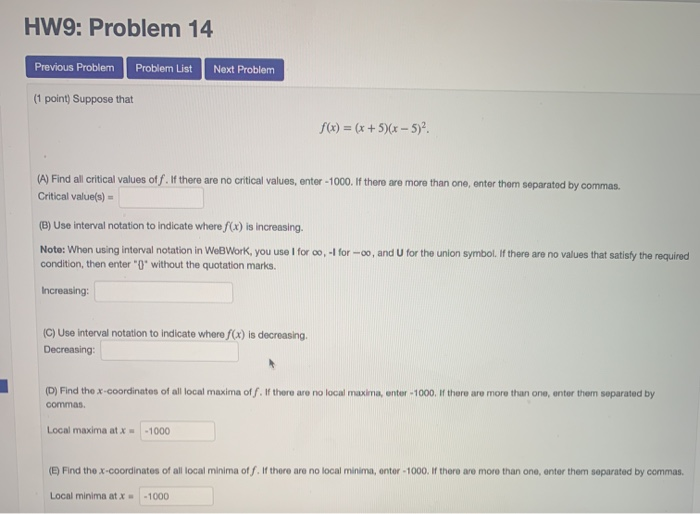 Solved HW9: Problem 14 Problem List Next Problem Previous | Chegg.com