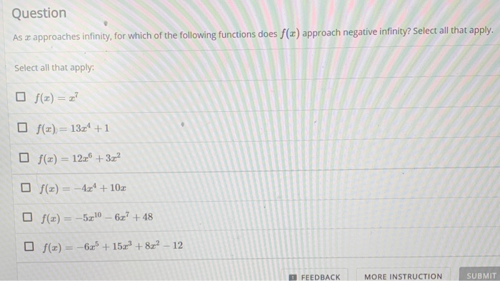Solved Question As a approaches infinity, for which of the | Chegg.com