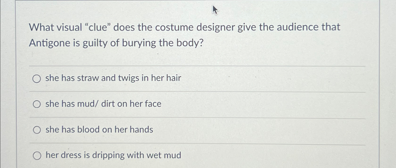 Solved What visual "clue" does the costume designer give the | Chegg ...