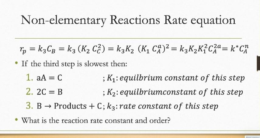Non-elementary Reactions Rate equation | Chegg.com