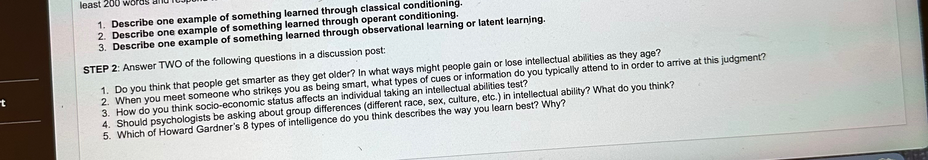Solved Describe one example of something learned through | Chegg.com