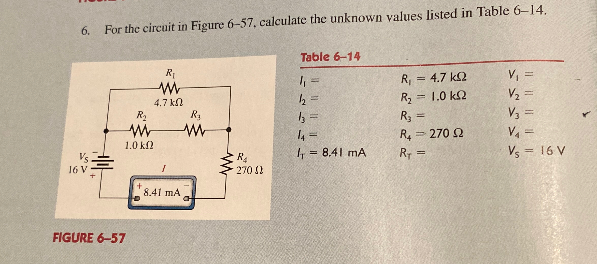 Solved For the circuit in Figure 6-57, ﻿calculate the | Chegg.com