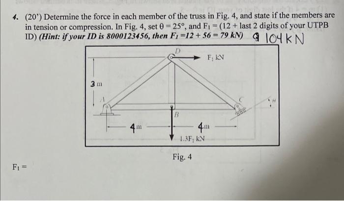 Solved Determine the force in each member of the truss in | Chegg.com