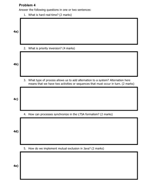 Solved Problem 4 Answer the following questions in one or | Chegg.com