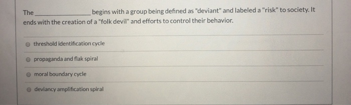 Solved The begins with a group being defined as "deviant" | Chegg.com