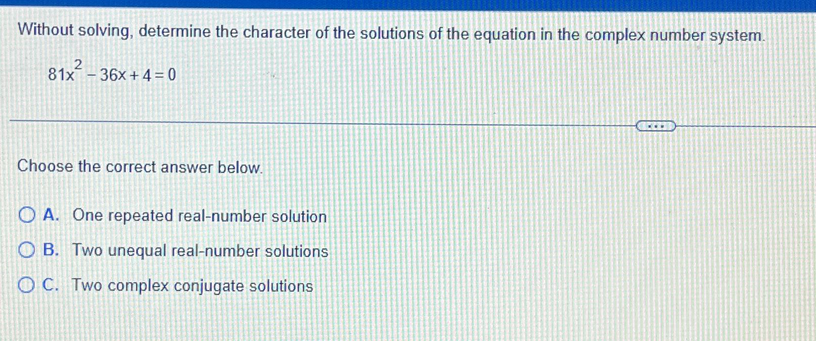 Solved Without solving, determine the character of the | Chegg.com